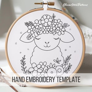 Sheep Hand Embroidery Template, Digital Download, Animal Embroidery ...