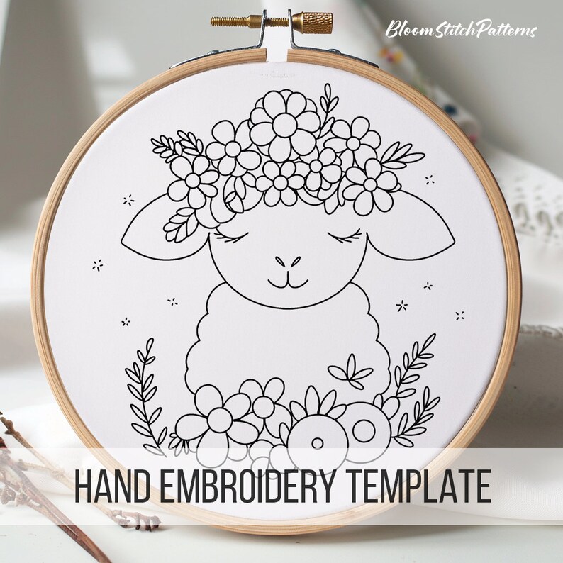 Sheep Hand Embroidery Template, Digital Download, Animal Embroidery ...
