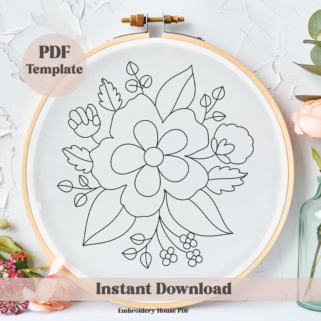 Flower Embroidery Design, Floral Gift Embroidery, Simple Flowers ...