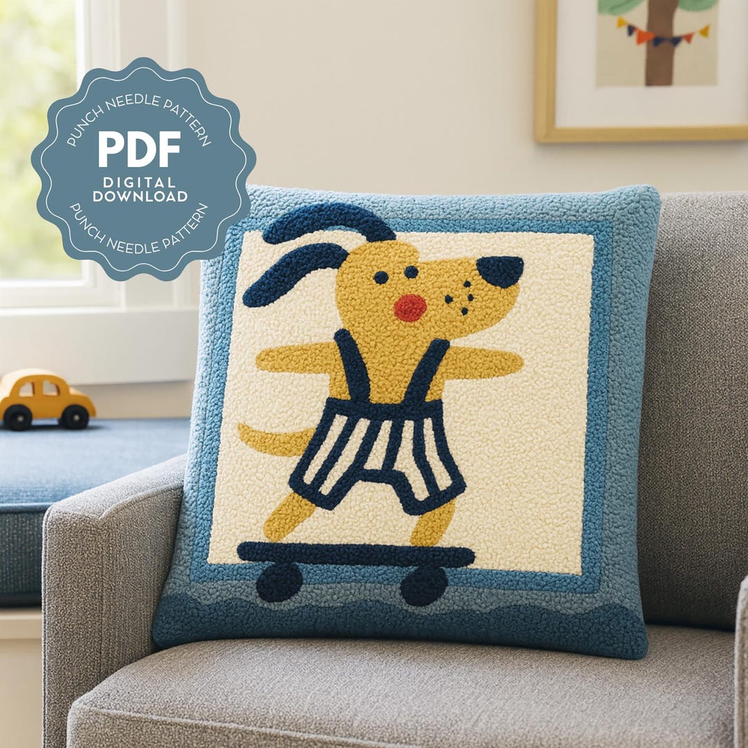 Dog Skater Punch Needle Pattern: DIY Nursery Decor (PDF Pattern) - Etsy