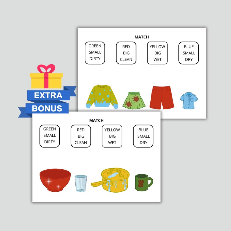 Opposites Sorting Game & Life Skills | Clean Vs Dirty, Wet Vs Dry ...