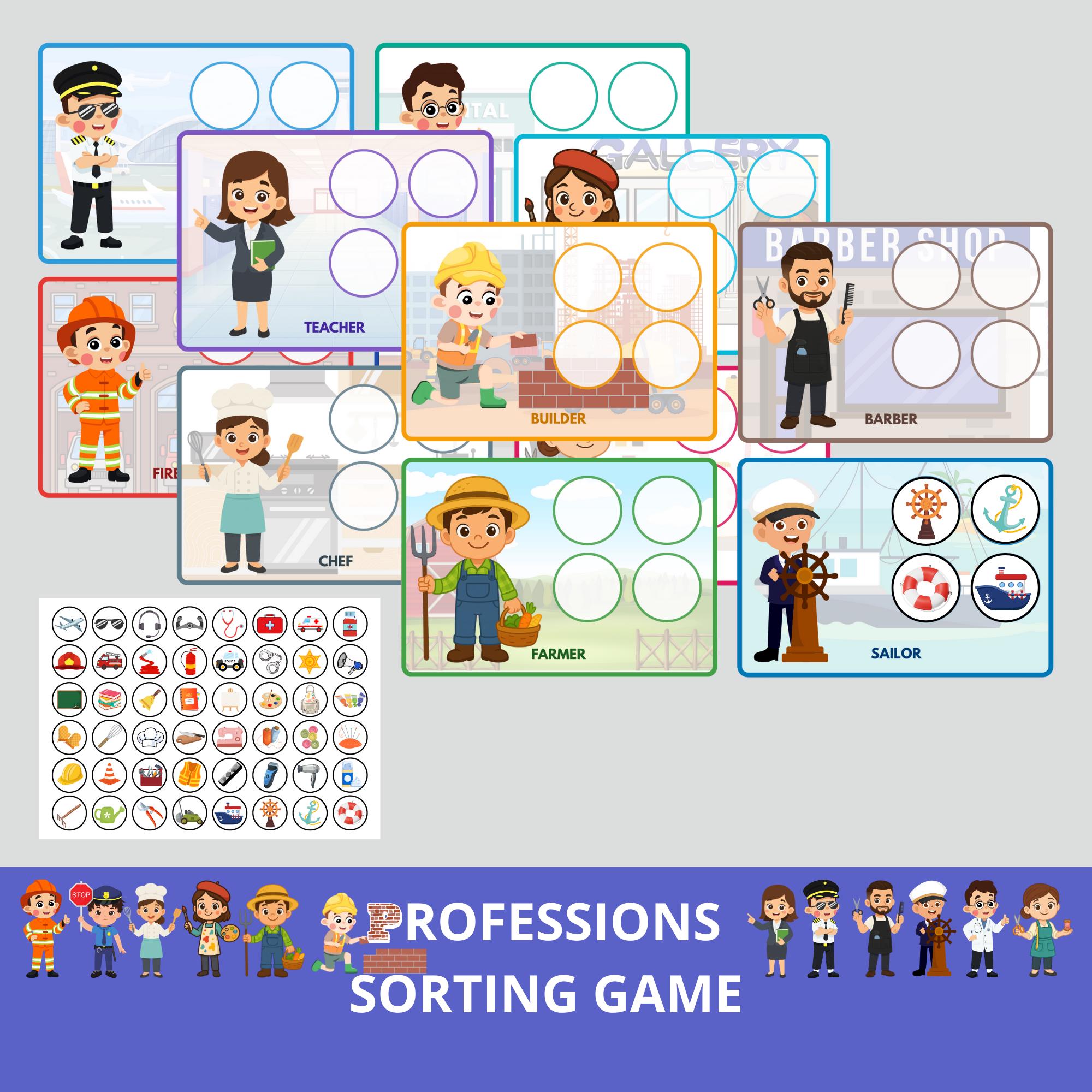 Community Helpers Matching Game - Preschool Professions Activity ...