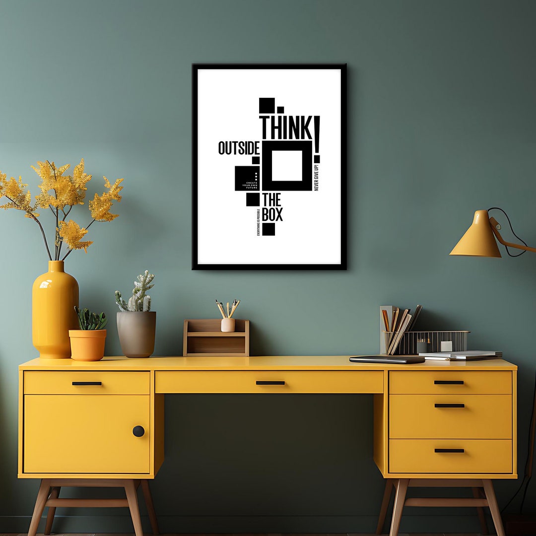 Think Outside the Box Wall Art, Motivational Art Frames, Inspirational ...