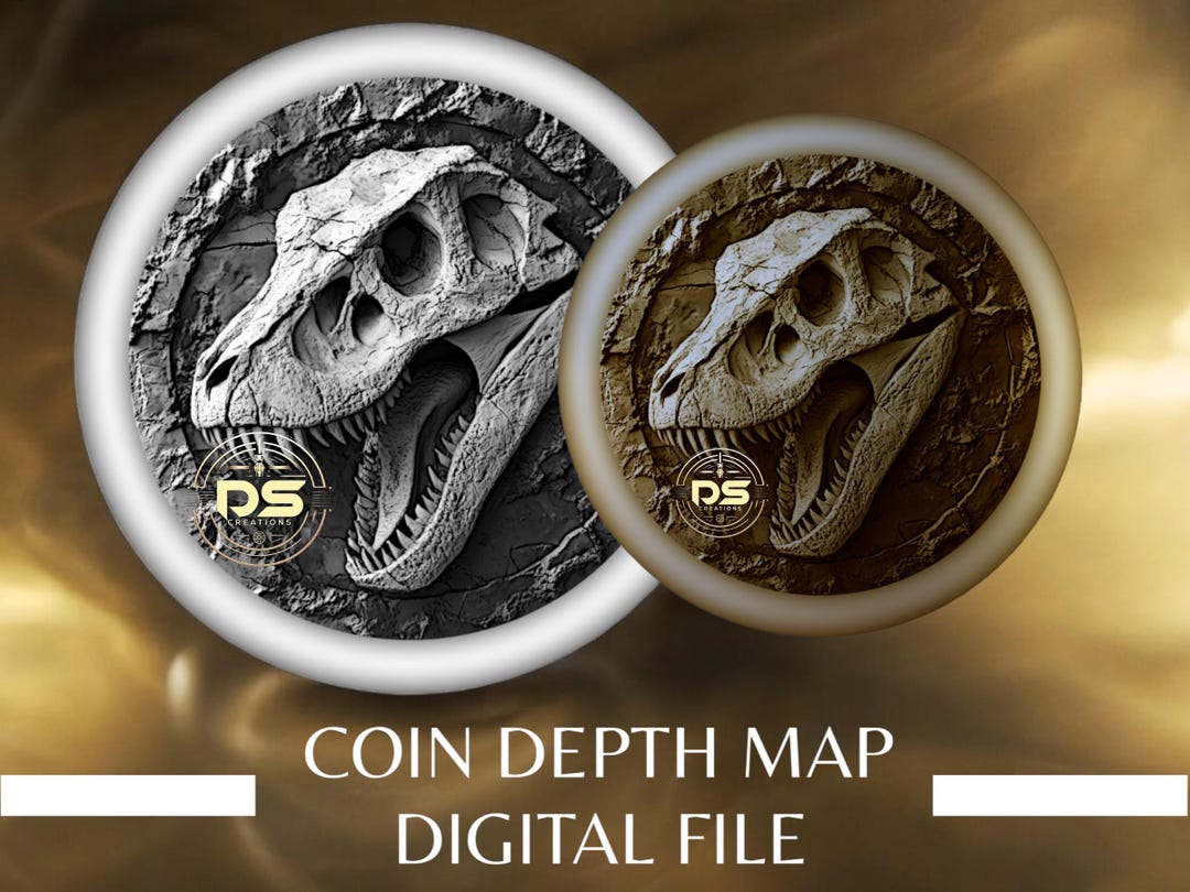 Dino Skull Fossil Depth Map File for Coin, Wood or Slate Engraving - Etsy