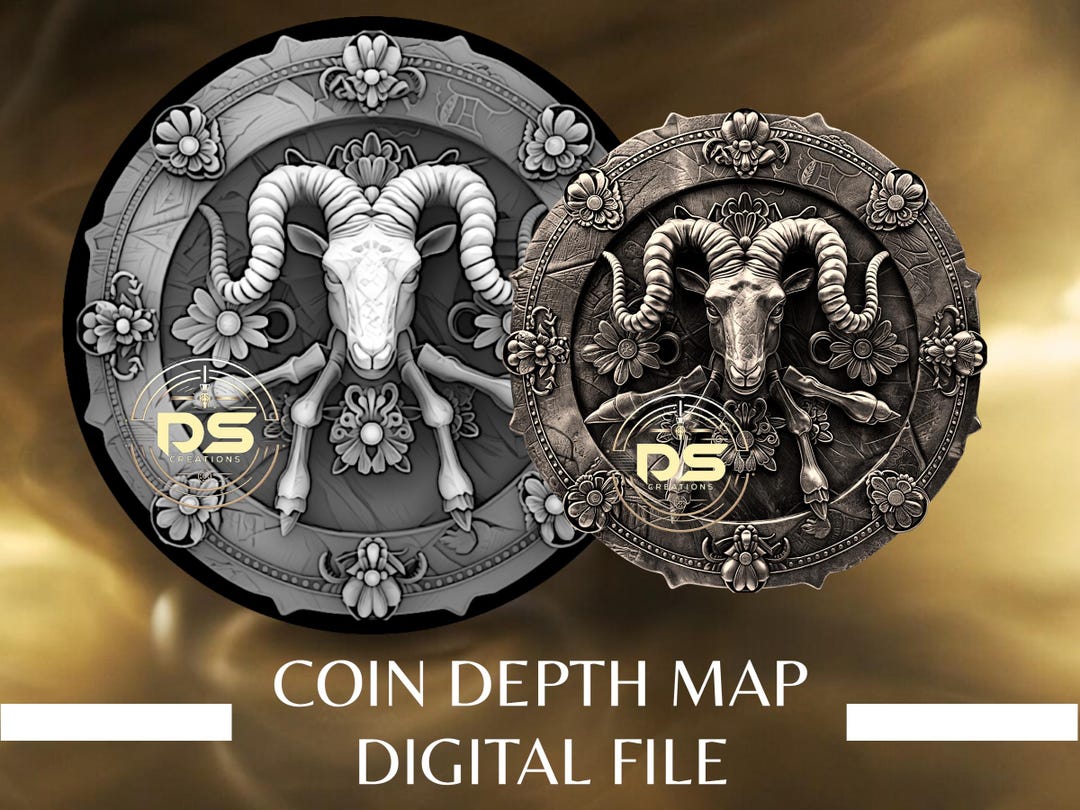 Coin Depth Map | Aries | Optimised Resolution PNG File | for Lightburn ...