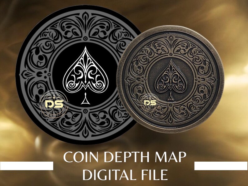 Ace of Spades Filigree '3D' Deep Engrave Grayscale Coin Depth Map PNG ...