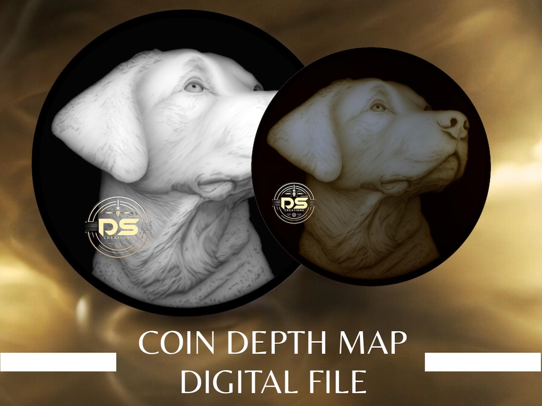 Labrador Portrait | '3D' Deep Engrave Grayscale Coin Depth Map | PNG ...