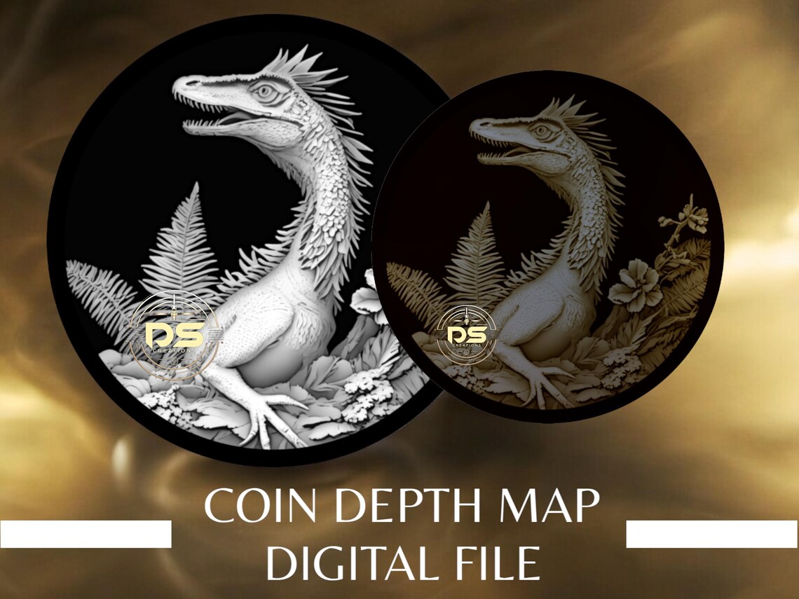 Dilophosaurus Coin Depth Map: 3D Grayscale PNG (digital Download) - Etsy
