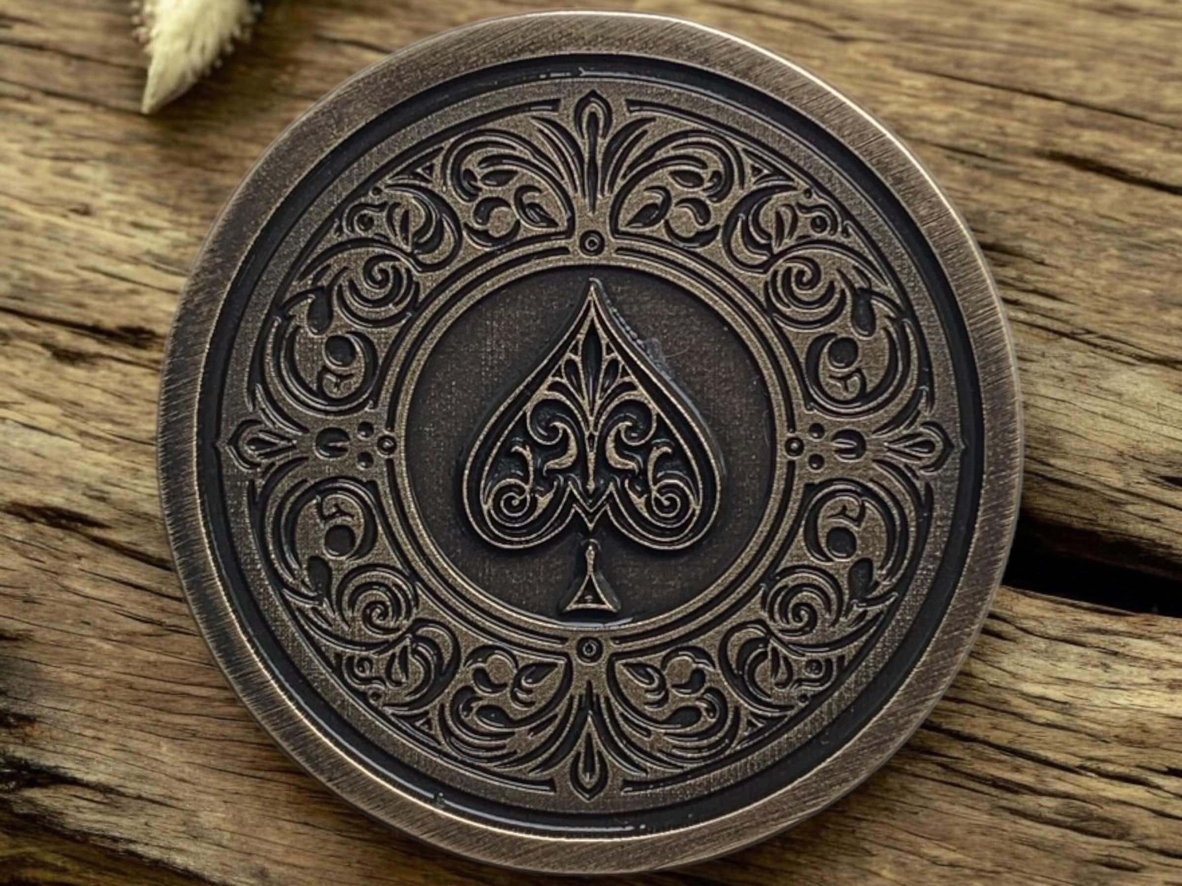 Ace of Spades Filigree '3D' Deep Engrave Grayscale Coin Depth Map PNG ...