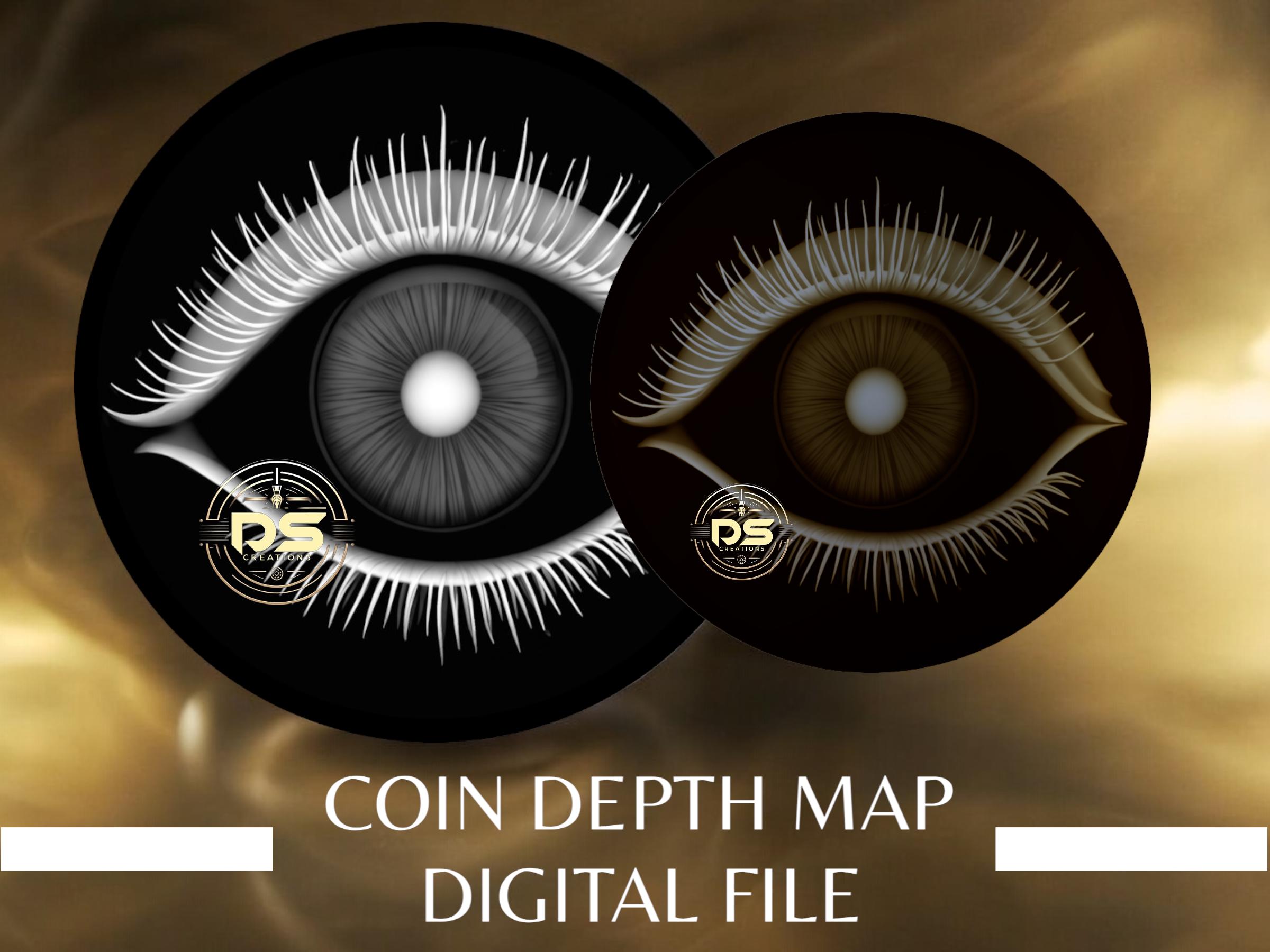 Eye | '3D' Deep Engrave Grayscale Coin Depth Map | PNG | Optimised ...