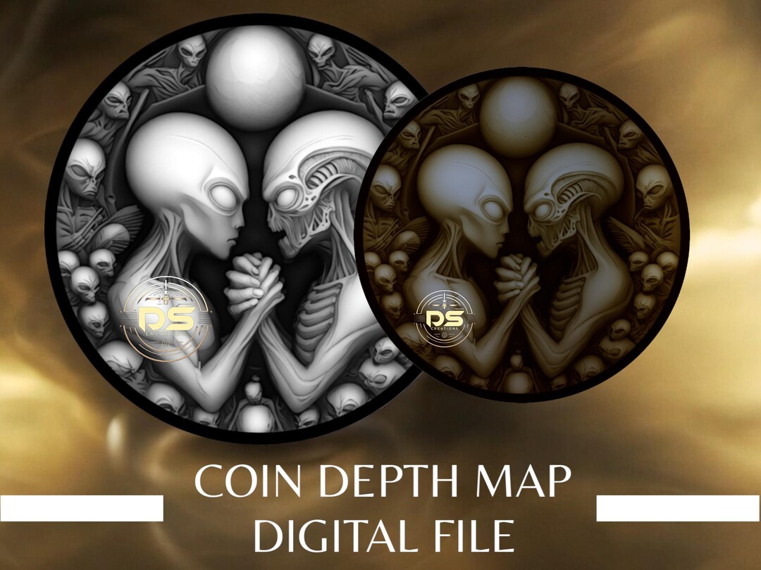 Aliens Are Coming | '3D' Deep Engrave Grayscale Coin Depth Map | PNG ...
