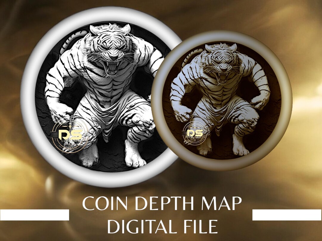 Tiger Man 3D Relief Grayscale Depth Map for Coins - Etsy