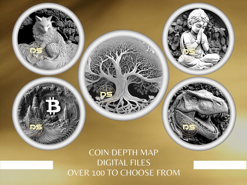 Snake & Lion '3D' Deep Engrave Grayscale Coin Depth Map PNG Optimised ...