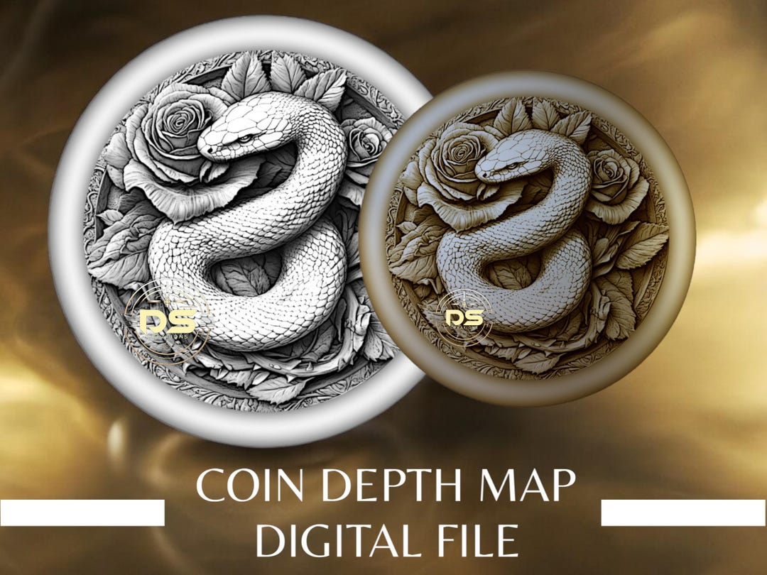 Snake & Rose Depth Map File for Coin, Wood or Slate Engraving - Etsy