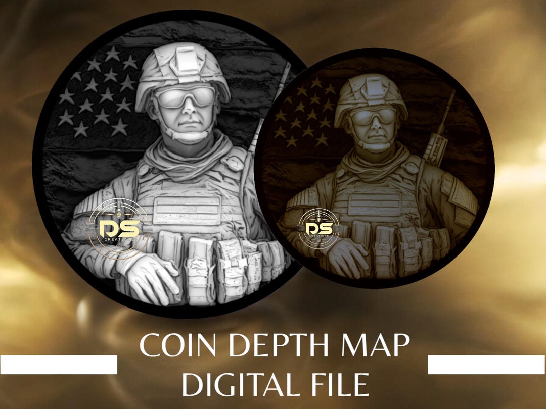 USA Army | '3D' Deep Engrave Grayscale Coin Depth Map | PNG | Optimised ...