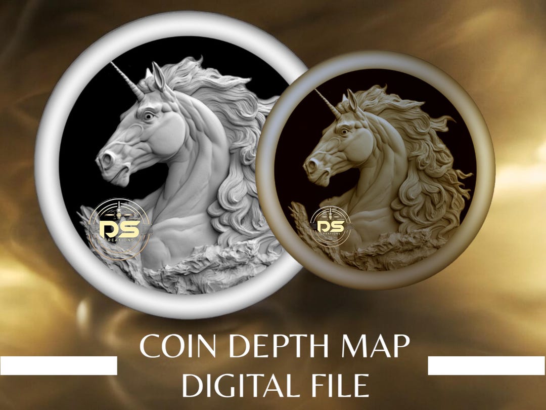 Unicorn 3D Relief Grayscale Depth Map for Coins - Etsy