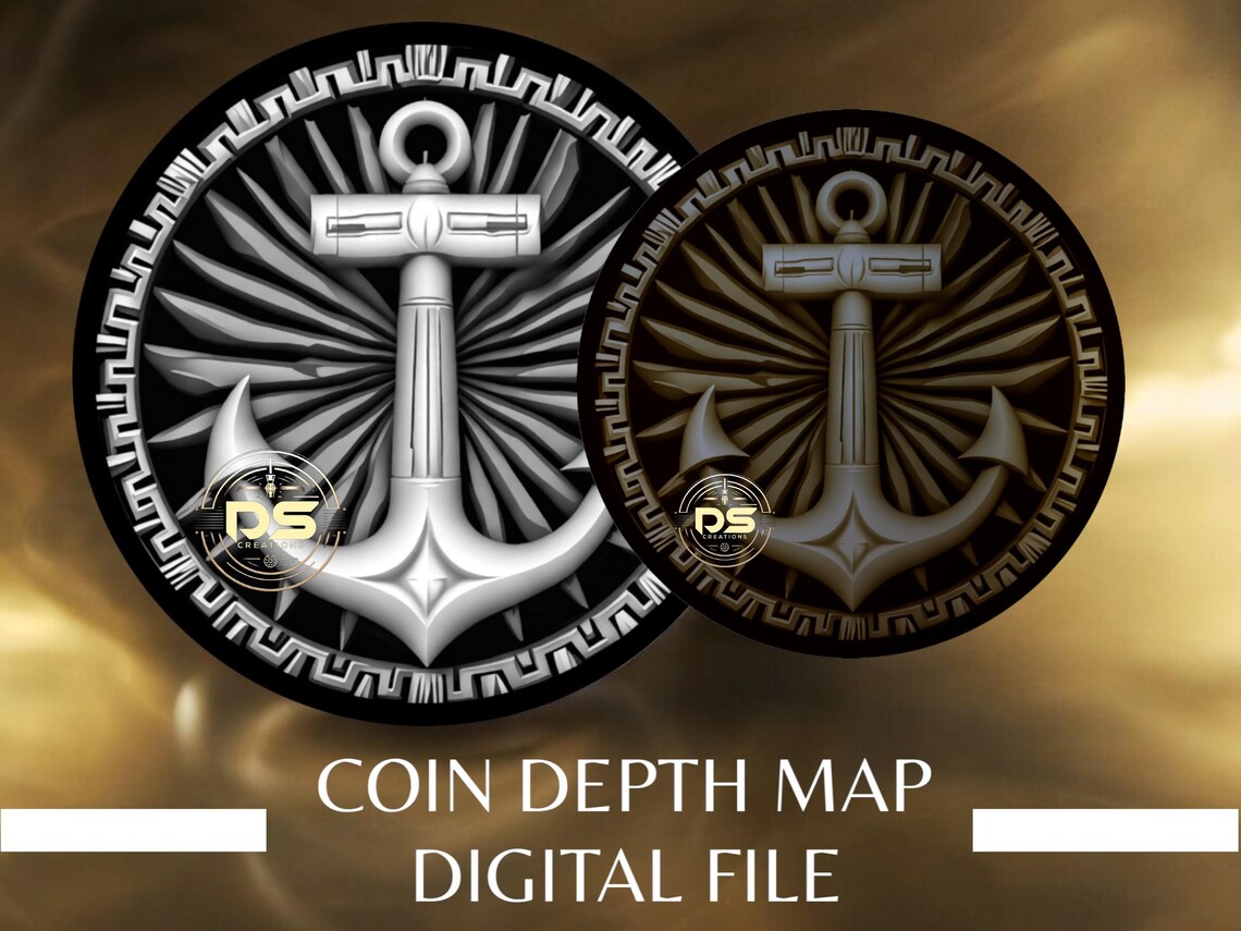 Anchor Coin Depth Map: 3D Deep Engrave PNG (digital Download) - Etsy