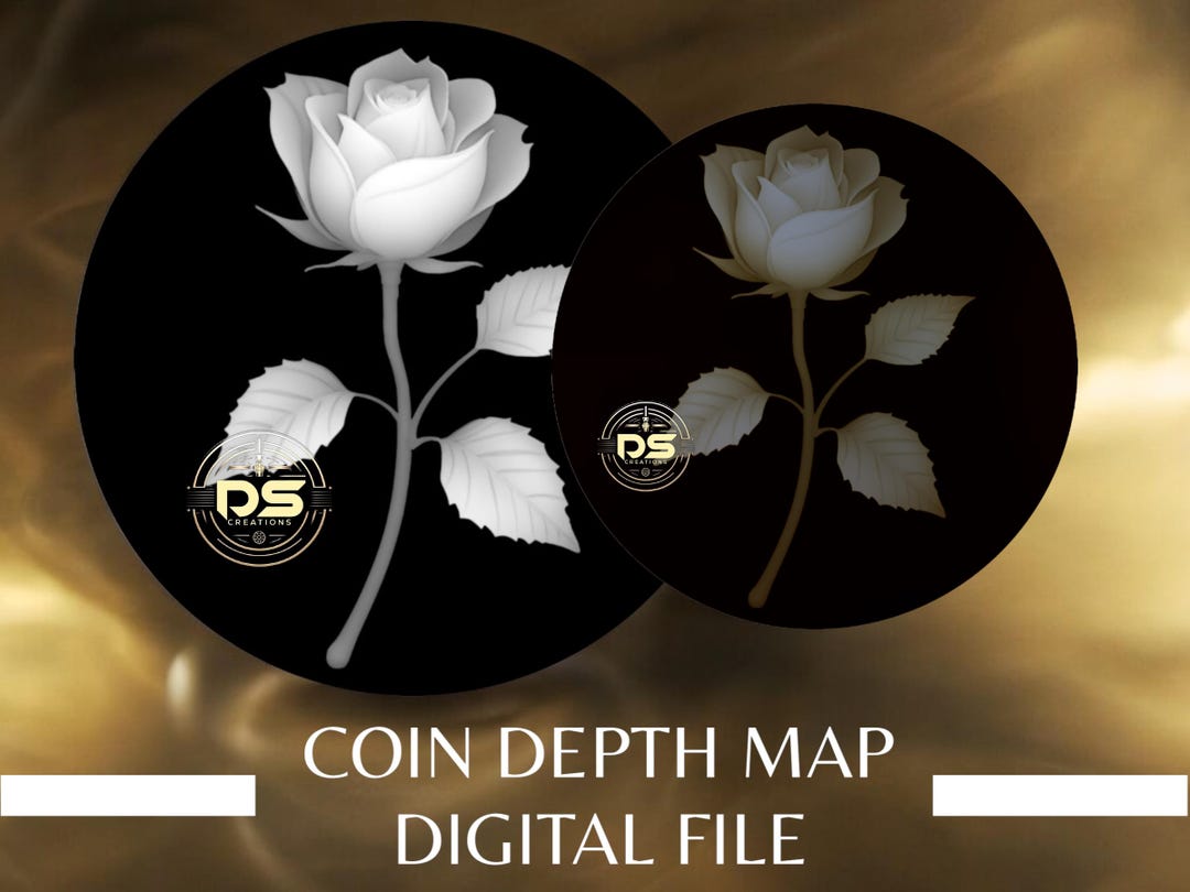Single Rose | '3D' Deep Engrave Grayscale Coin Depth Map | PNG ...
