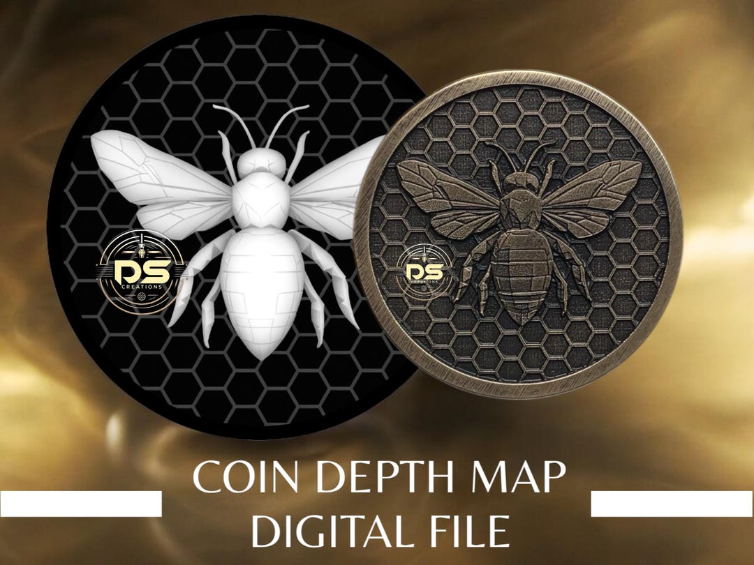 Bee on Honeycomb | '3D' Deep Engrave Grayscale Coin Depth Map | PNG ...