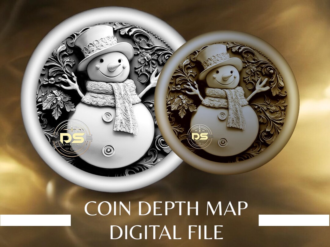 NEW Filigree Snowman Depth Map File for Coin, Wood or Slate Engraving ...