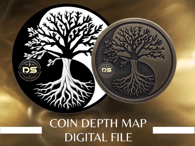 Yin Yang Tree of Life | '3D' Deep Engrave Grayscale Coin Depth Map ...
