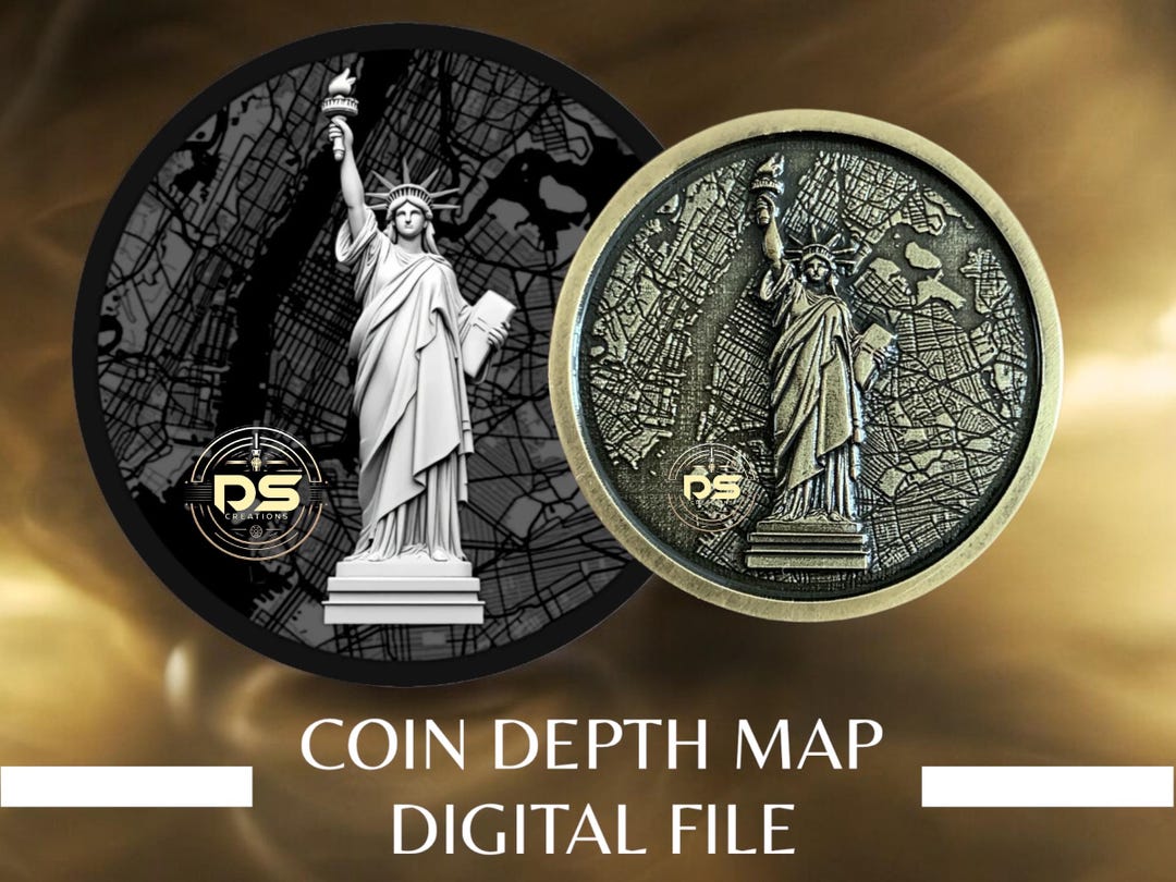 New York | '3D' Deep Engrave Grayscale Coin Depth Map | PNG | Optimised ...