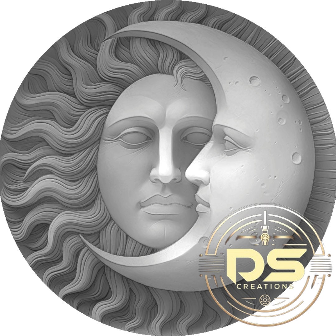 Sun & Moon Depth Map File for Coin, Wood or Slate Engraving - Etsy