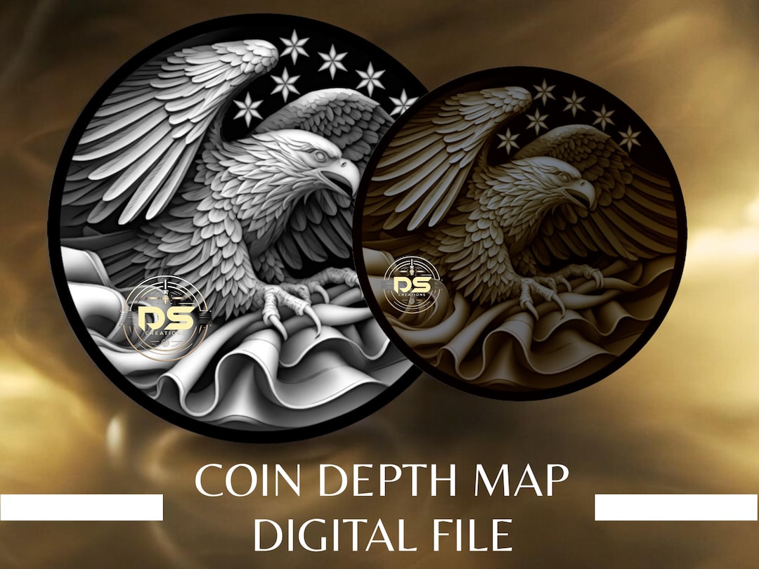 3D Coin Depth Map | Optimised Resolution PNG File | for Lightburn 3D ...