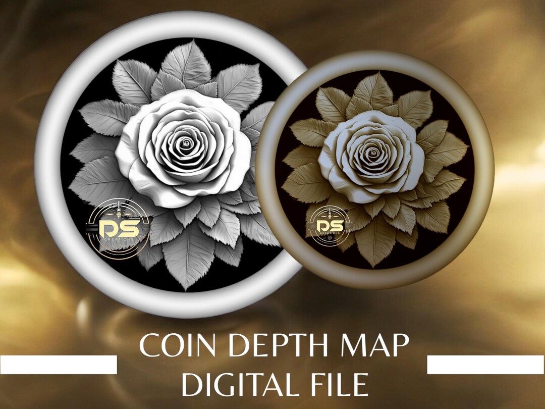 Rose & Maple Leaves Depth Map File for Coin, Wood or Slate Engraving - Etsy