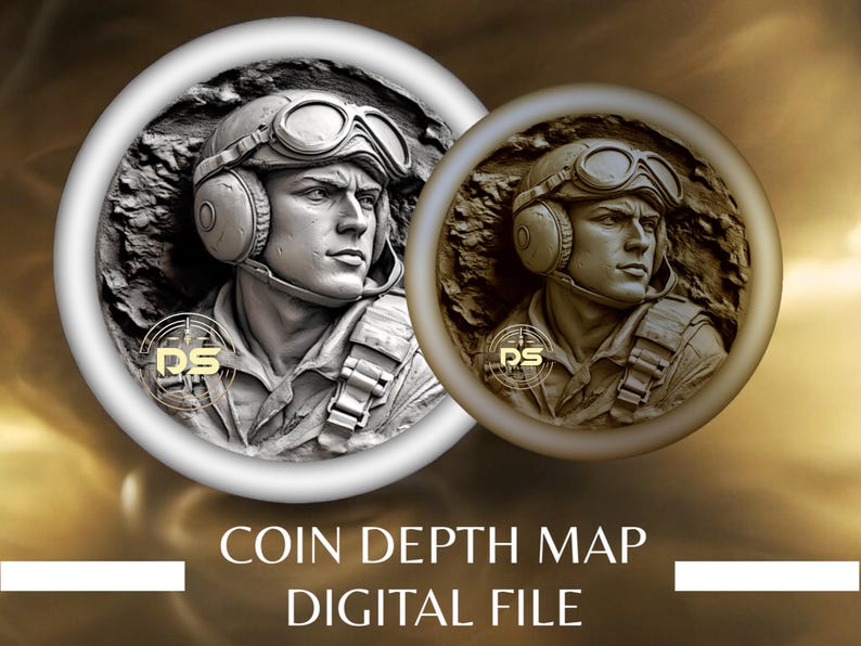 Fighter Pilot Depth Map File for Coin, Wood or Slate Engraving - Etsy