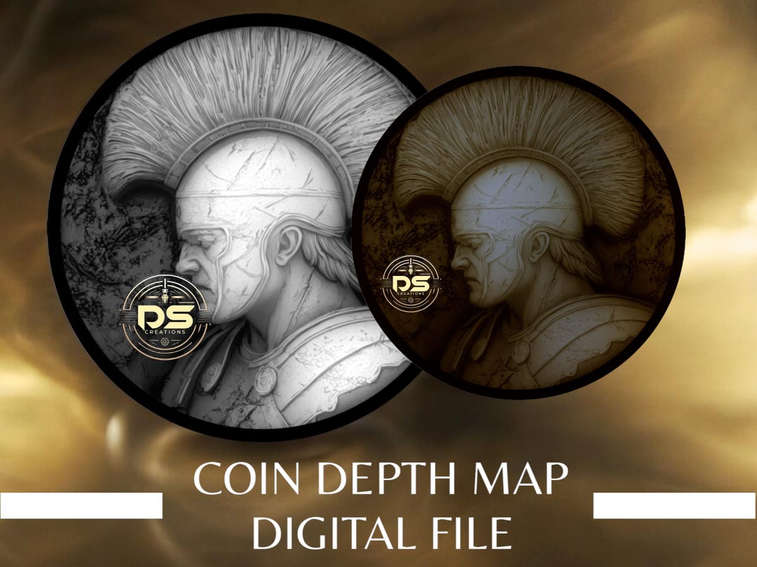 Spartan Warrior | '3D' Deep Engrave Grayscale Coin Depth Map | PNG ...
