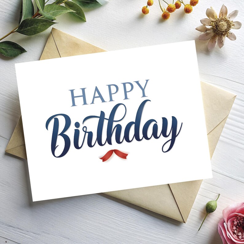 Folded Happy Birthday Card. Birthday Card Printable. Print at Home ...