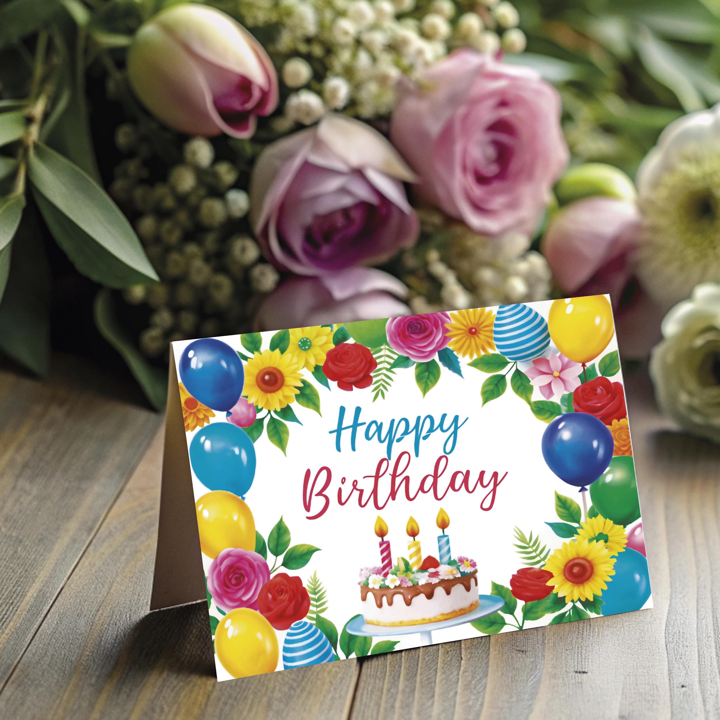 Folded Happy Birthday Card. Birthday Card Printable. Instant Digital ...