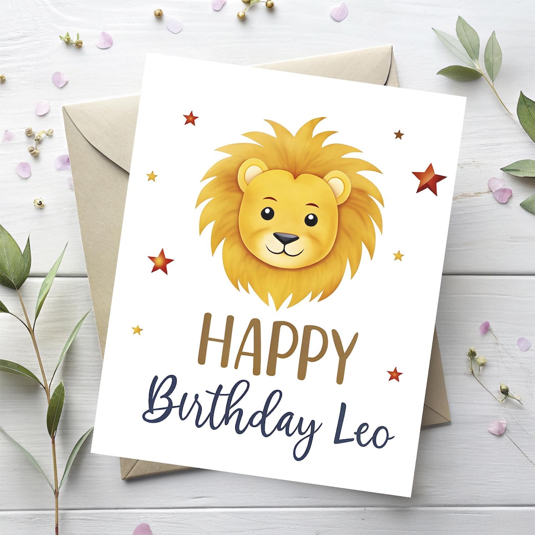 Leo Birthday Card. Printable Birthday Card. Zodiac Birthday Card ...