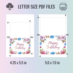 Folded Happy Birthday Card. Birthday Card Printable. Instant Digital ...