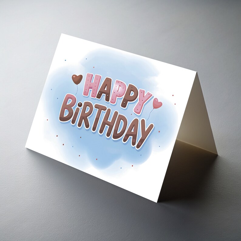 Folded Birthday Card. Birthday Card Printable. Instant Digital Download ...