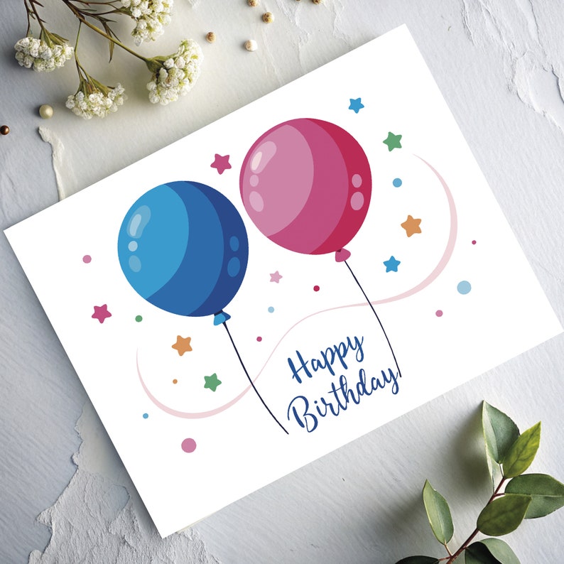 Folded Birthday Card. Birthday Card Printable. Instant Digital Download ...