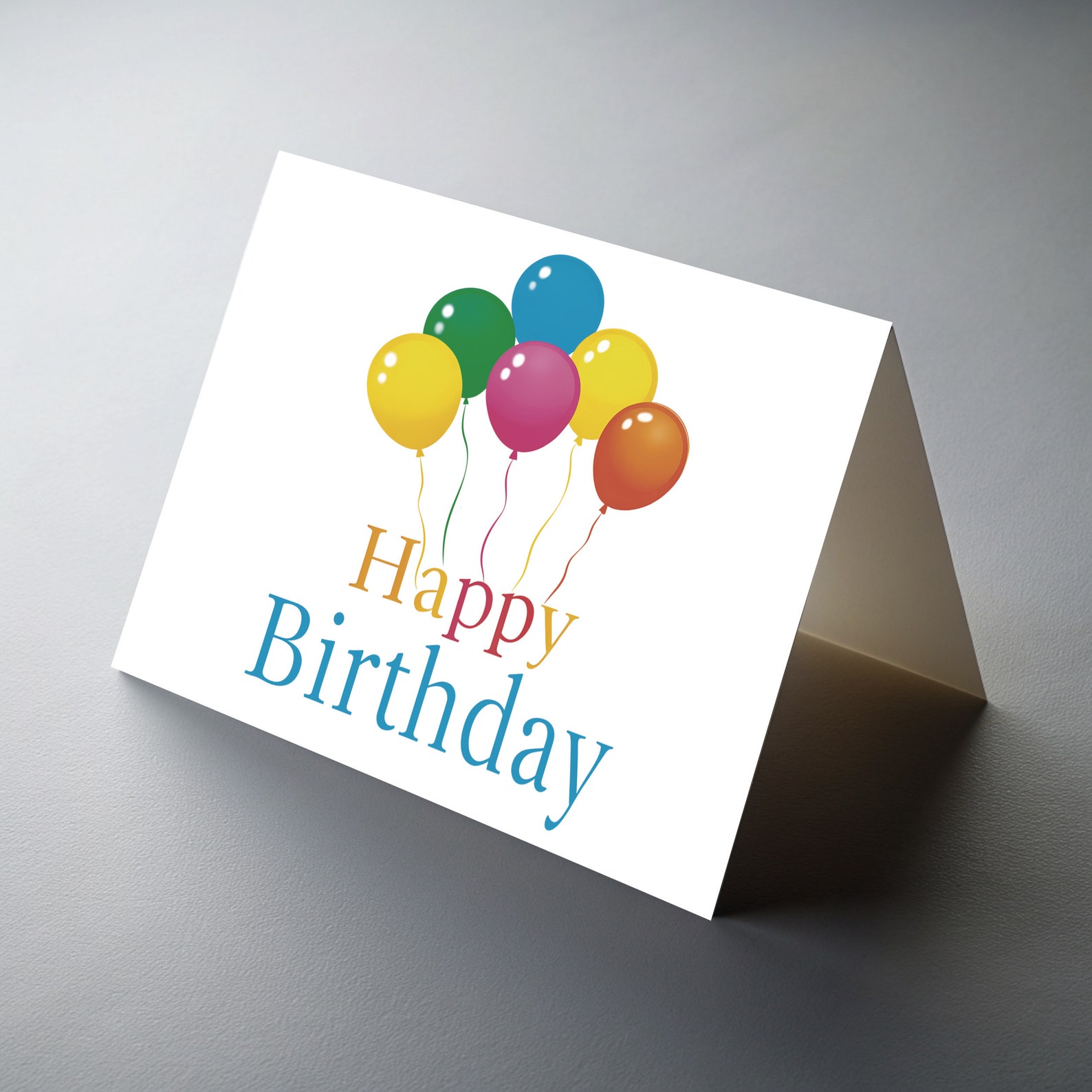 Folded Happy Birthday Card. Birthday Card Printable. Instant Digital ...