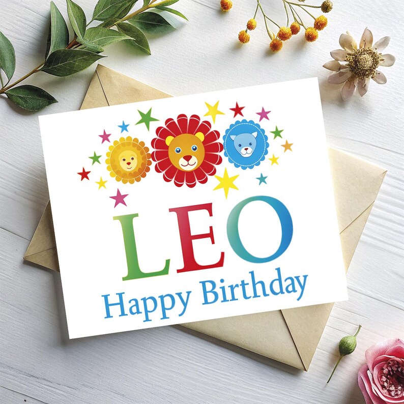 Leo Birthday Card. Printable Birthday Card. Zodiac Birthday Card ...