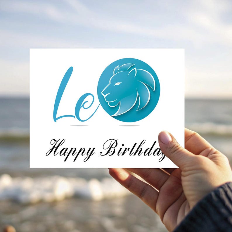 Leo Birthday Card. Printable Birthday Card. Zodiac Birthday Card ...