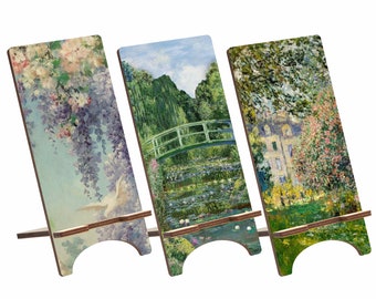 Van Gogh Painting Wood Phone Stand, Holder, Gift, Docking Station for iPhone 15 14 13, Samsung ...