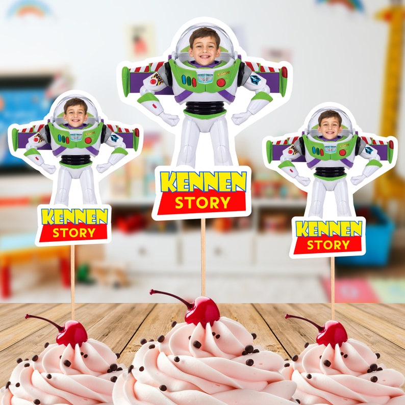 Custom Buzz Lightyear Cupcake Topper, Toy Story Face Cake Topper, Toy ...