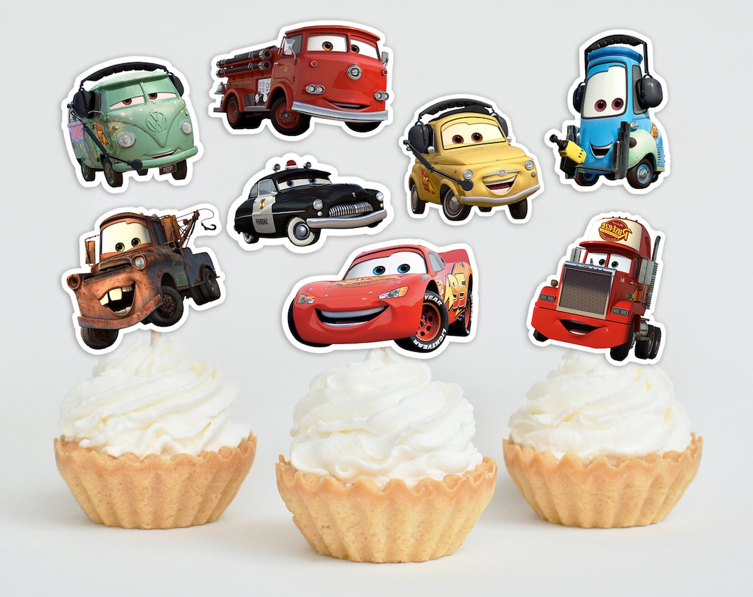 Printable Cars Cake Topper Ligtning Mcqueen Birthday Party Race Cars ...