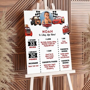 Editable Mcqueen Milestone Sign, Cars Birthday Milestone Poster, Any ...