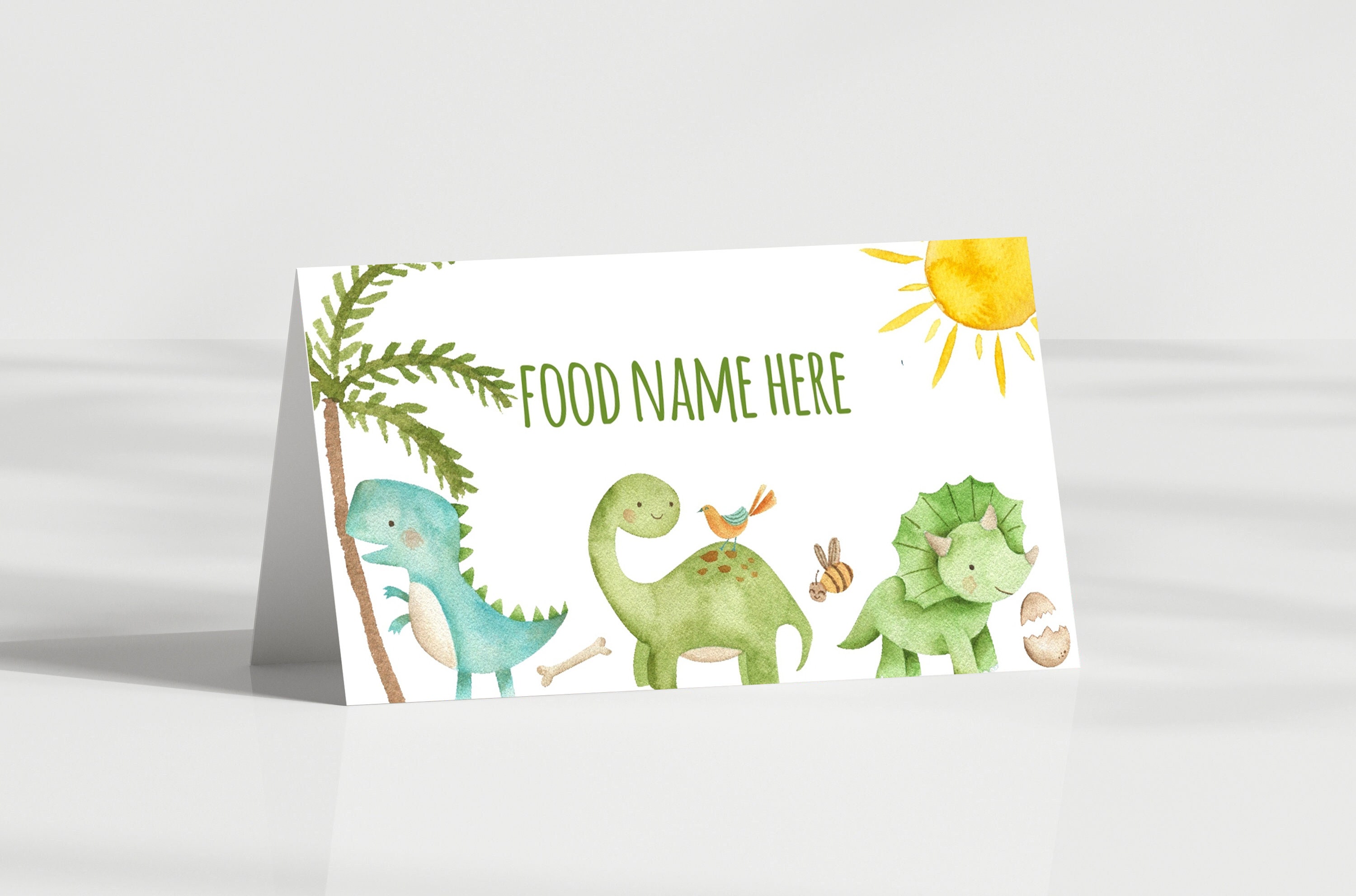 Editable Dinosaur Birthday Food Tent Birthday Food Name Card Template T ...