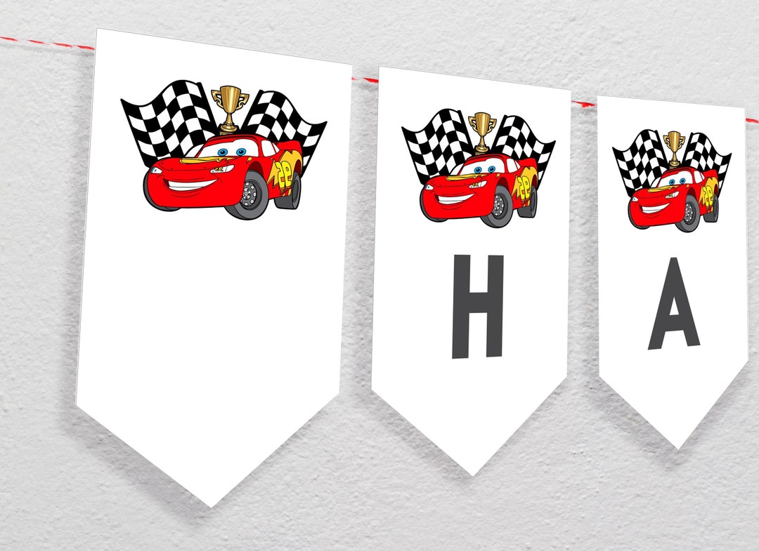 Editable Lightning Mcqueen Birthday Banner | Race Car Party Decor ...