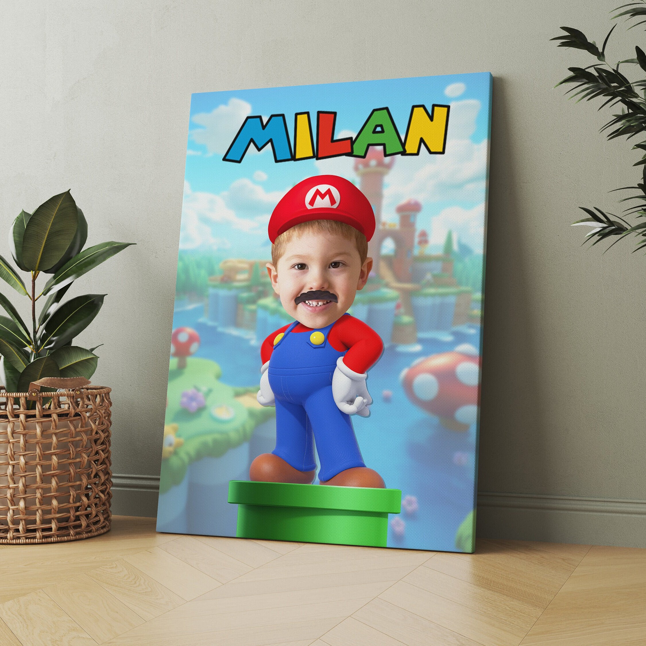 Personalized Super Mario Portrait Fun Birthday Gift Custom Super Mario ...