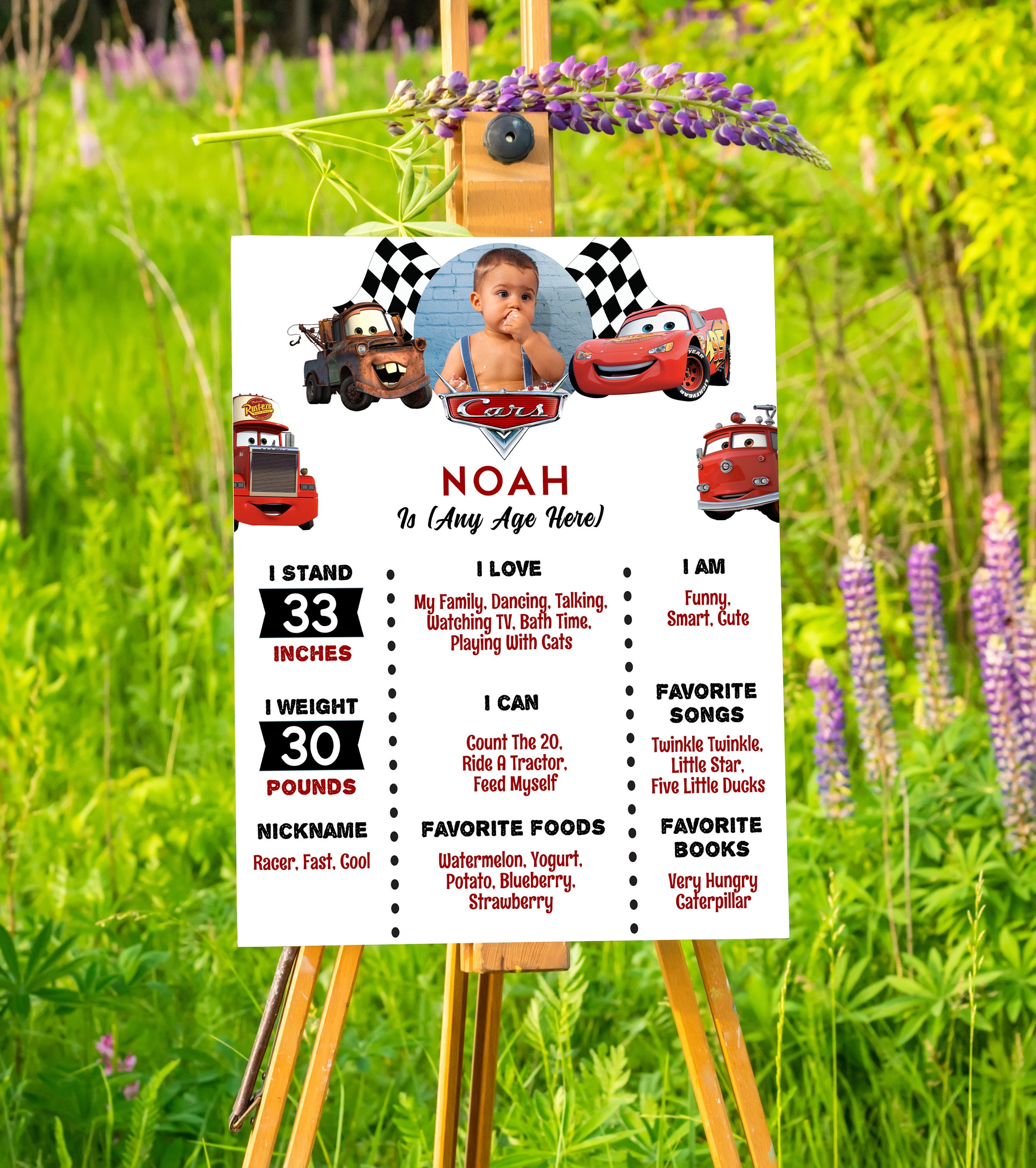 Editable Mcqueen Milestone Sign, Cars Birthday Milestone Poster, Any ...