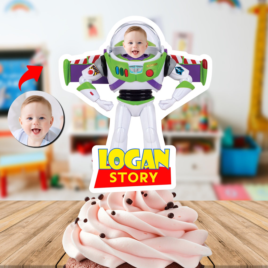 Custom Buzz Lightyear Cupcake Topper, Toy Story Face Cake Topper, Toy ...