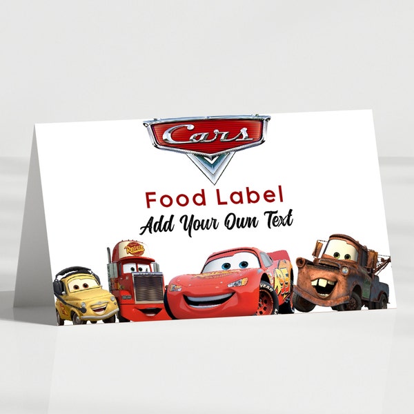 Race Car Party Food Tents Bundle, Editable Racing Birthday Table Decoration Labels, Buffet Place ...